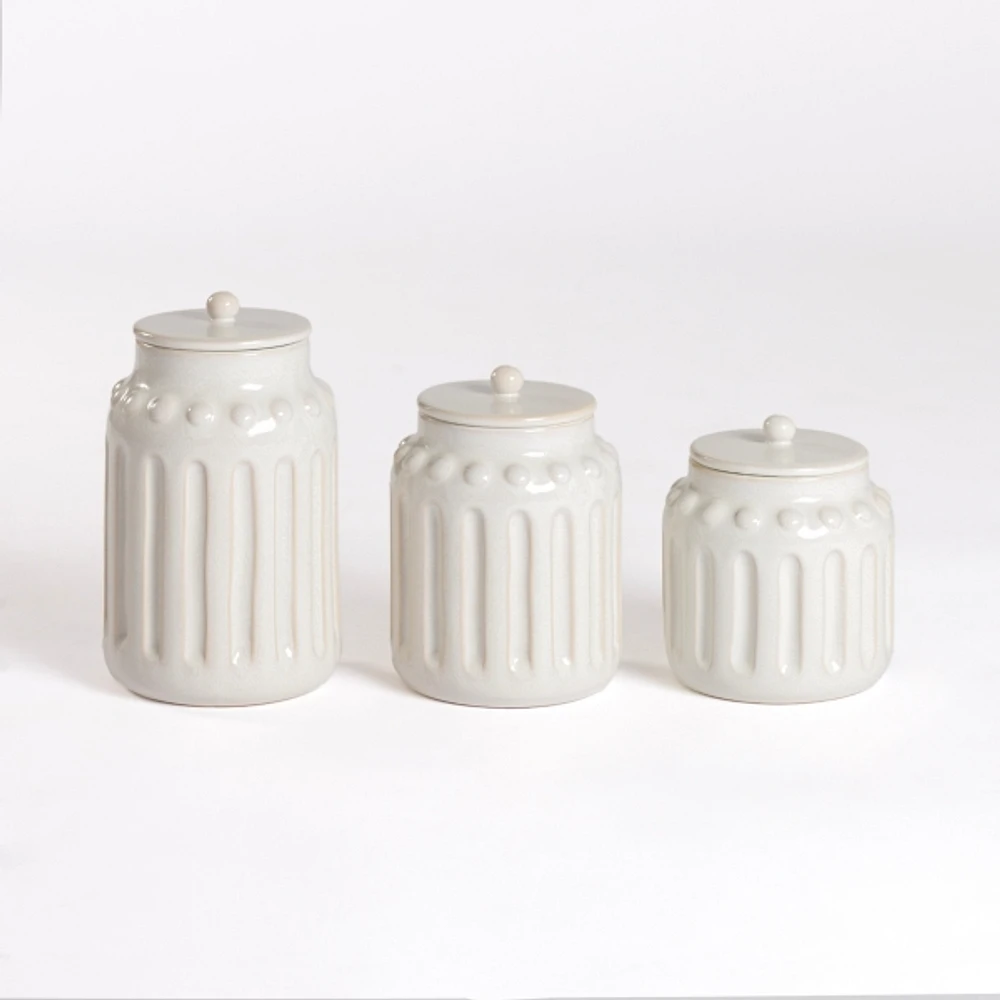 Kirklands White Bubble Ceramic Canister, Set of 3 at Hamilton Place in ...