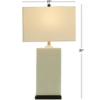 Kirklands White Ceramic Fluted Rectangular Table Lamp | Hamilton Place