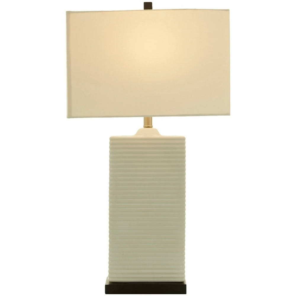 Kirklands White Ceramic Fluted Rectangular Table Lamp | Hamilton Place