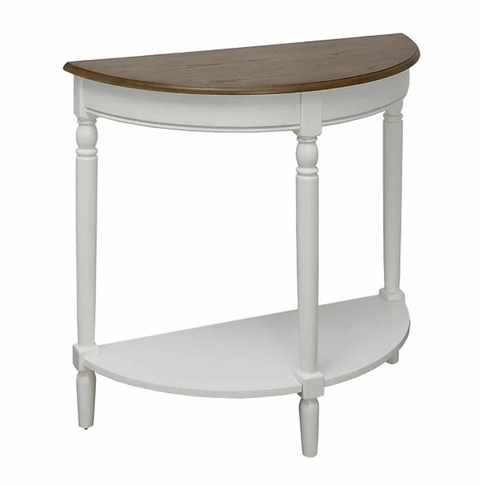 Kirklands White and Natural Davis Half Round Console Table | Hamilton Place