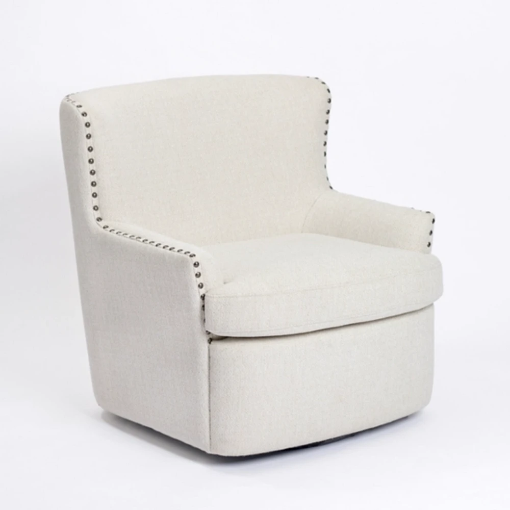 Kirklands Ivory Nailhead Wingback Swivel Accent Chair | Hamilton Place