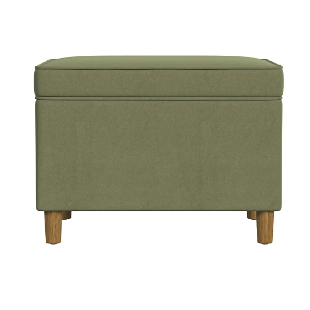 Kirklands Sage Green Velvet Rectangle Storage Ottoman | Hamilton Place