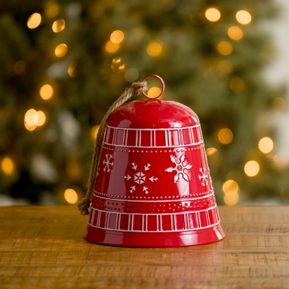 Kirklands Red Metal Fair Isle Bell | Hamilton Place