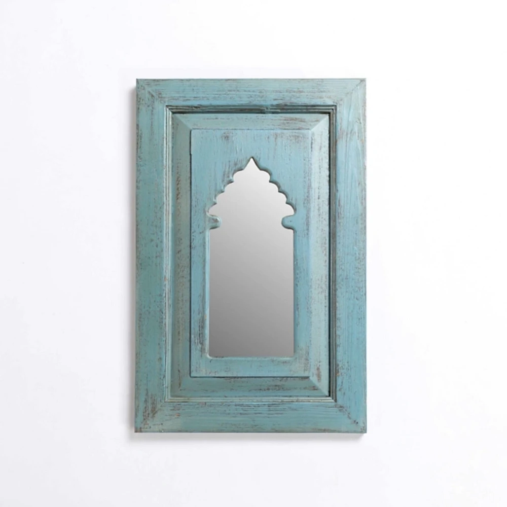 Kirklands Blue Wood Mirrored Wall Plaque | Hamilton Place