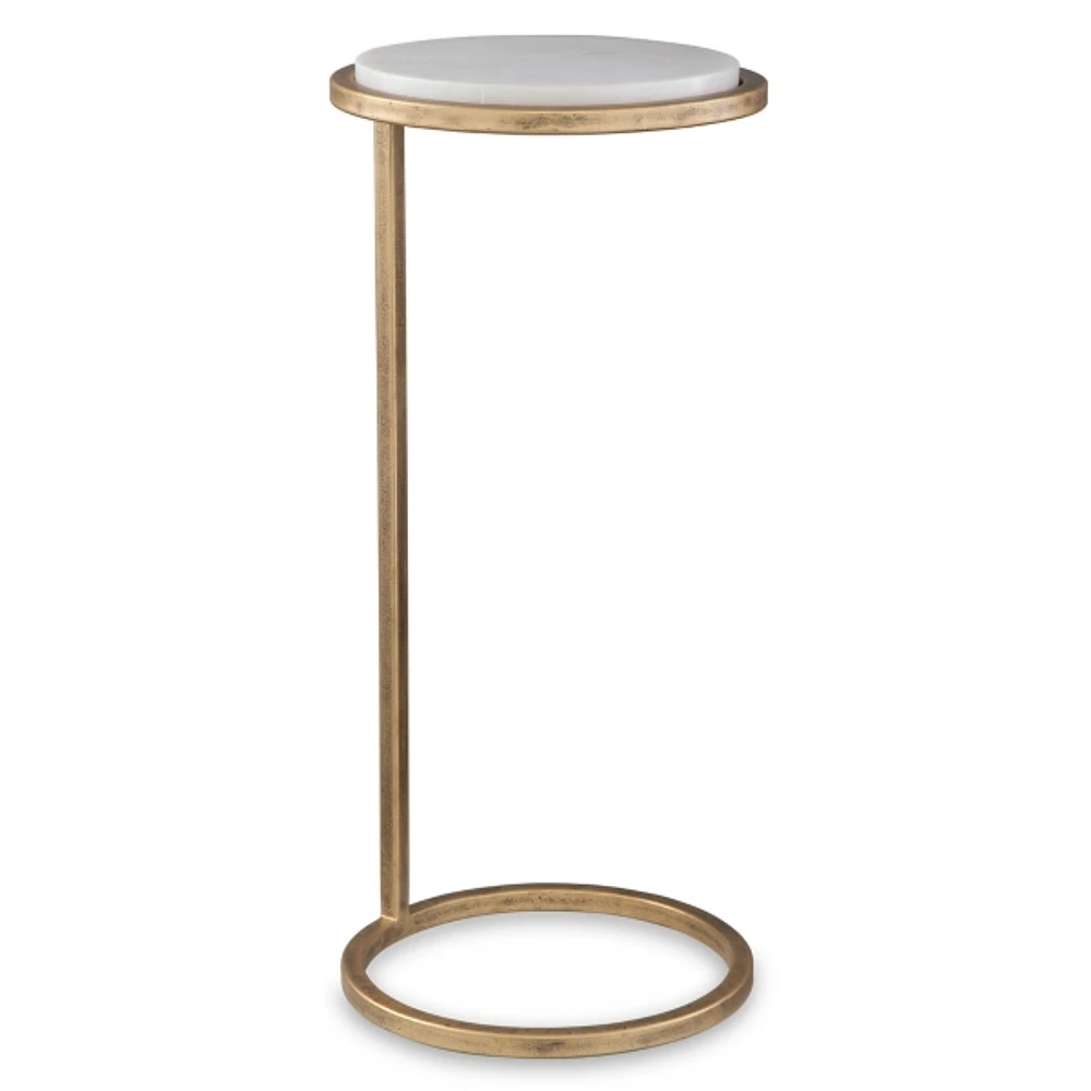 Kirklands Round Aged Gold and Marble Accent Table | Hamilton Place