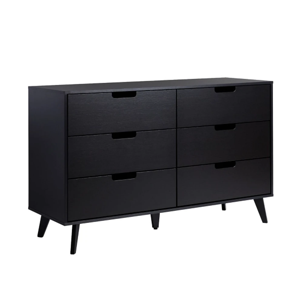 Kirklands Black Simple Grooved Handle 6-Drawer Dresser | Hamilton Place