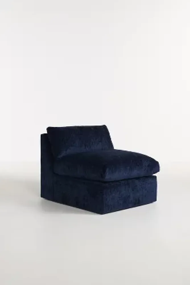 Anthropologie Milou Oxford Blue Chenille Modular Armless Chair Mall