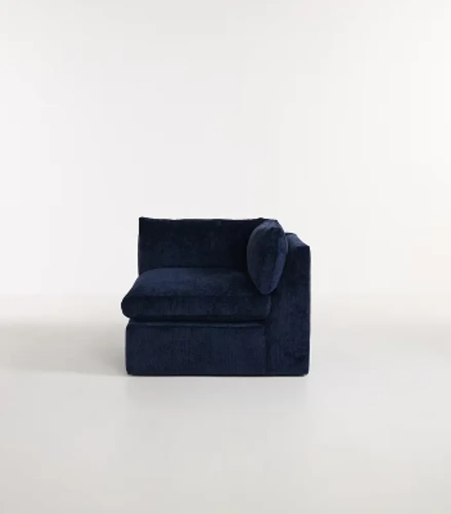 Anthropologie Milou Oxford Blue Chenille Modular One Arm Left Chair