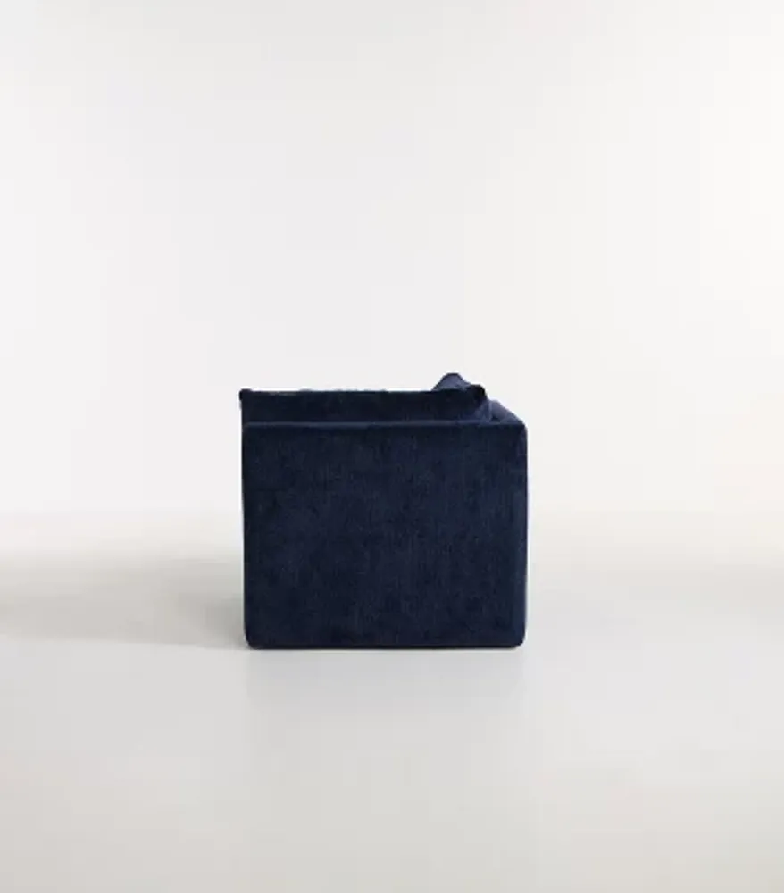 Anthropologie Milou Oxford Blue Chenille Modular One Arm Left Chair