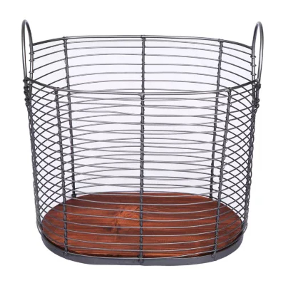 Baum Black Wire Basket with Wood Bottom | Hamilton Place
