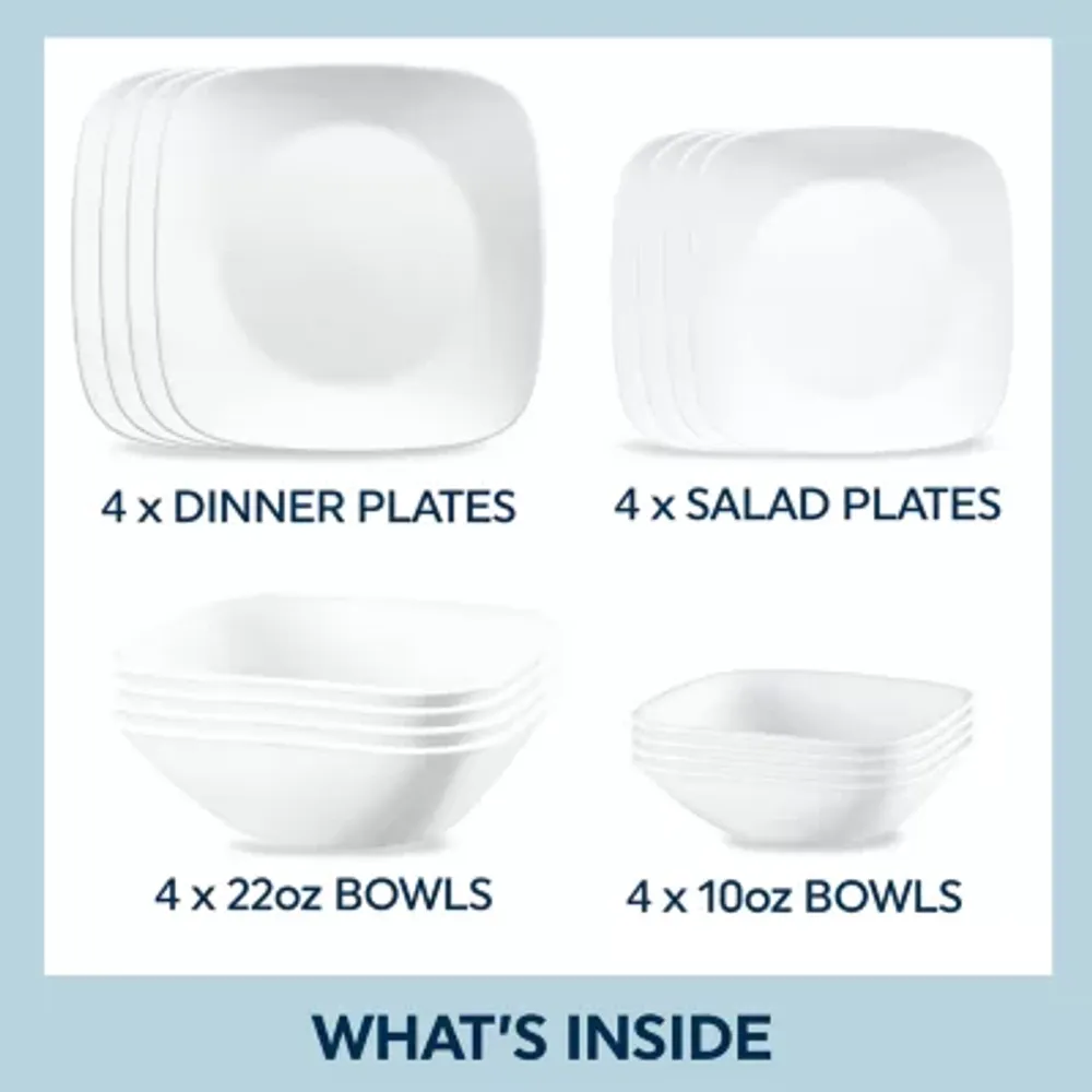 Corelle Vivid White 16-pc. Glass Dinnerware Set | Hamilton Place