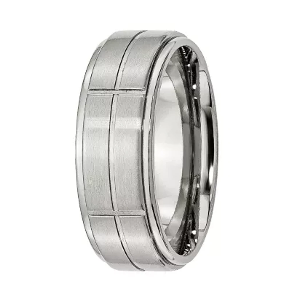 MODERN BRIDE Mens 8mm Stainless Steel Wedding Band | Hamilton Place
