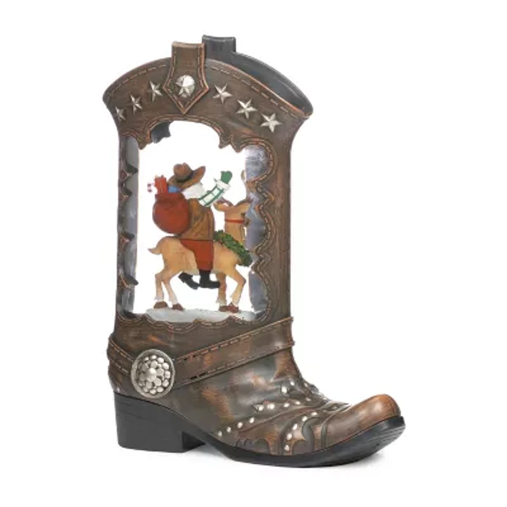 Roman 10in Lighted Swirl Boot With Santa Christmas Tabletop Decor ...
