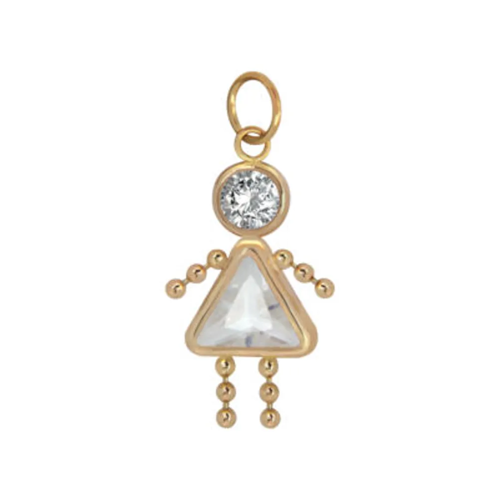FINE JEWELRY 10K Gold April Birthstone Babies Girl Charm | Plaza Las ...