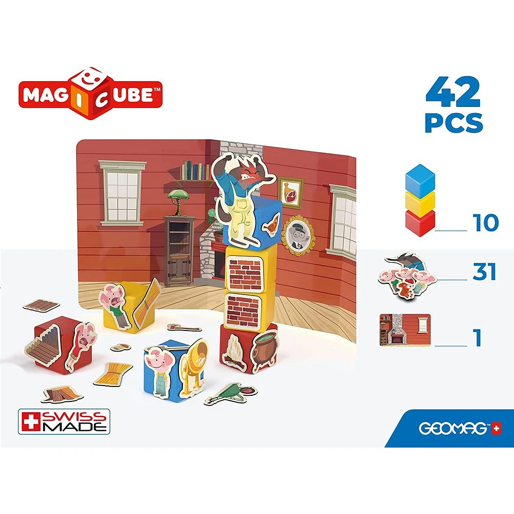 Geomag Magicube Story Building Three Little Pigs Recycled 55 Pieces ...
