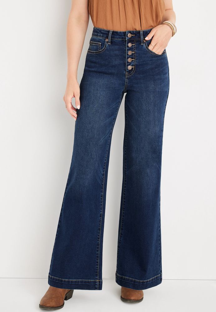 Maurices M jeans by maurices™ Wide Leg Super High Rise Button Fly Jean ...