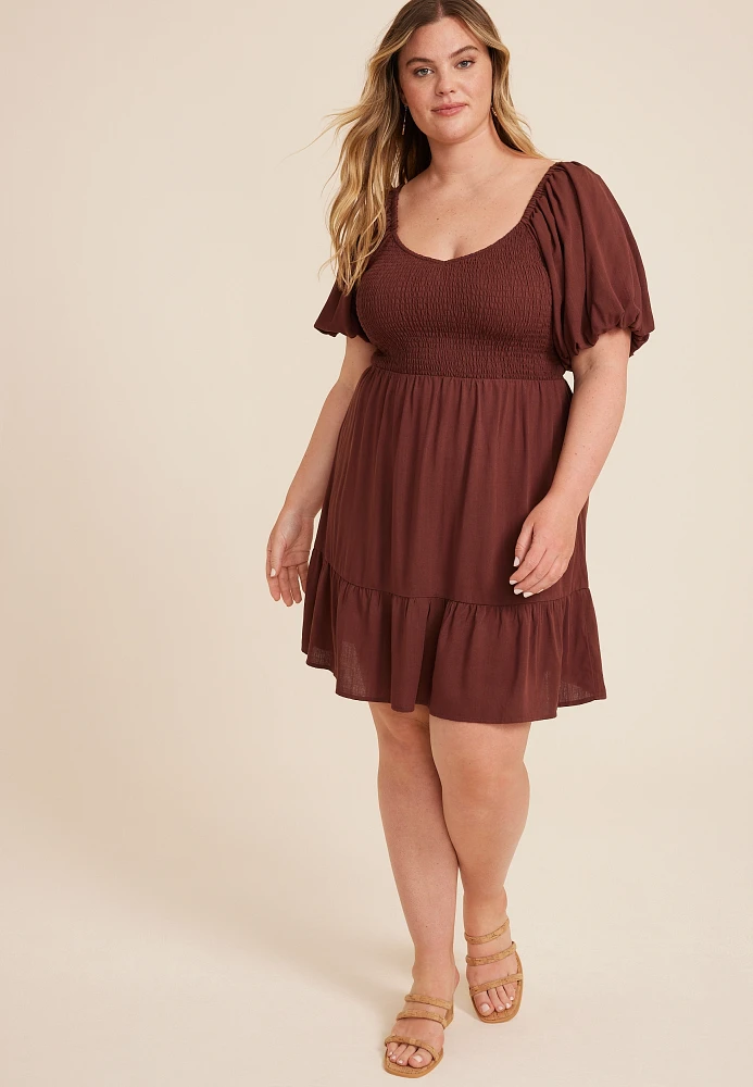 Maurices Plus Sweetheart Bubble Short Sleeve Mini Dress | Mall of America®