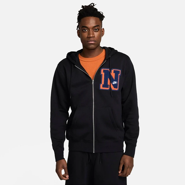 NIKE Men's Nike Club Fleece Varsity Letter Full-Zip Hoodie at Hamilton ...