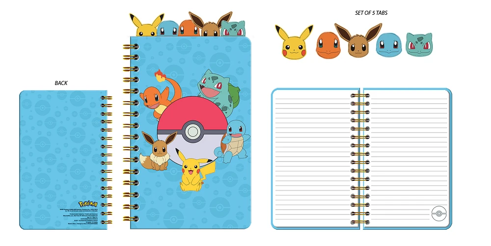 Silver Buffalo Pokemon Starters Spiral Tabbed Notebook | CoolSprings ...