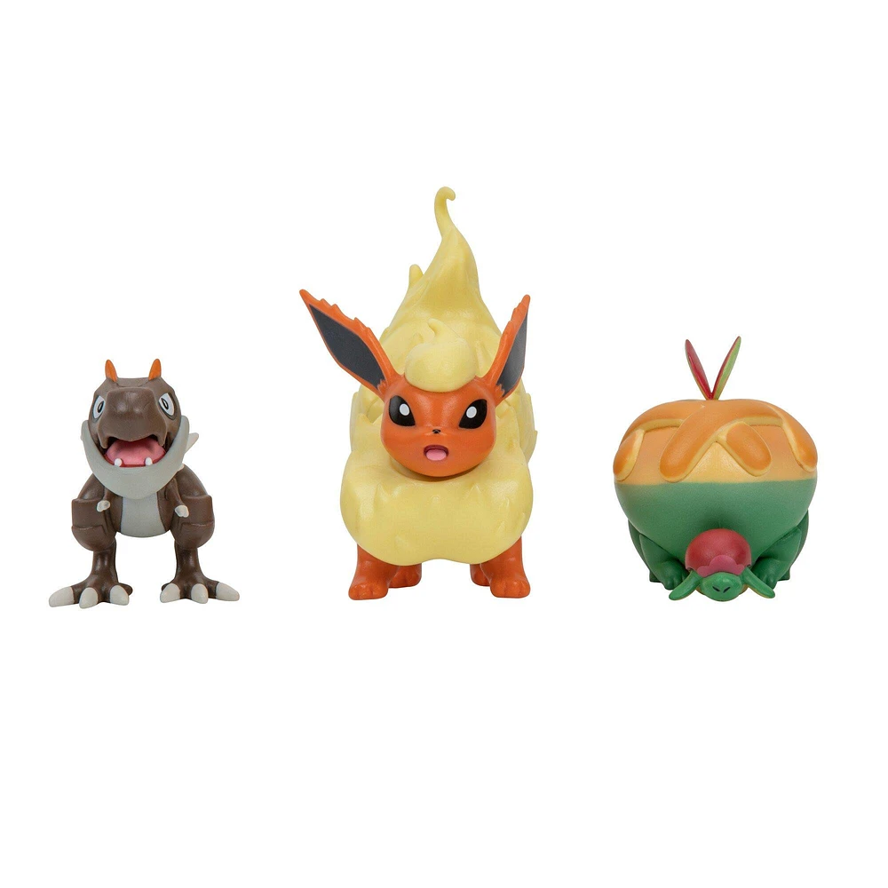 Jazwares Pokemon Battle Figure Set 3-Pack (Appltun, Tyrunt, and Flareon) | Hamilton Place
