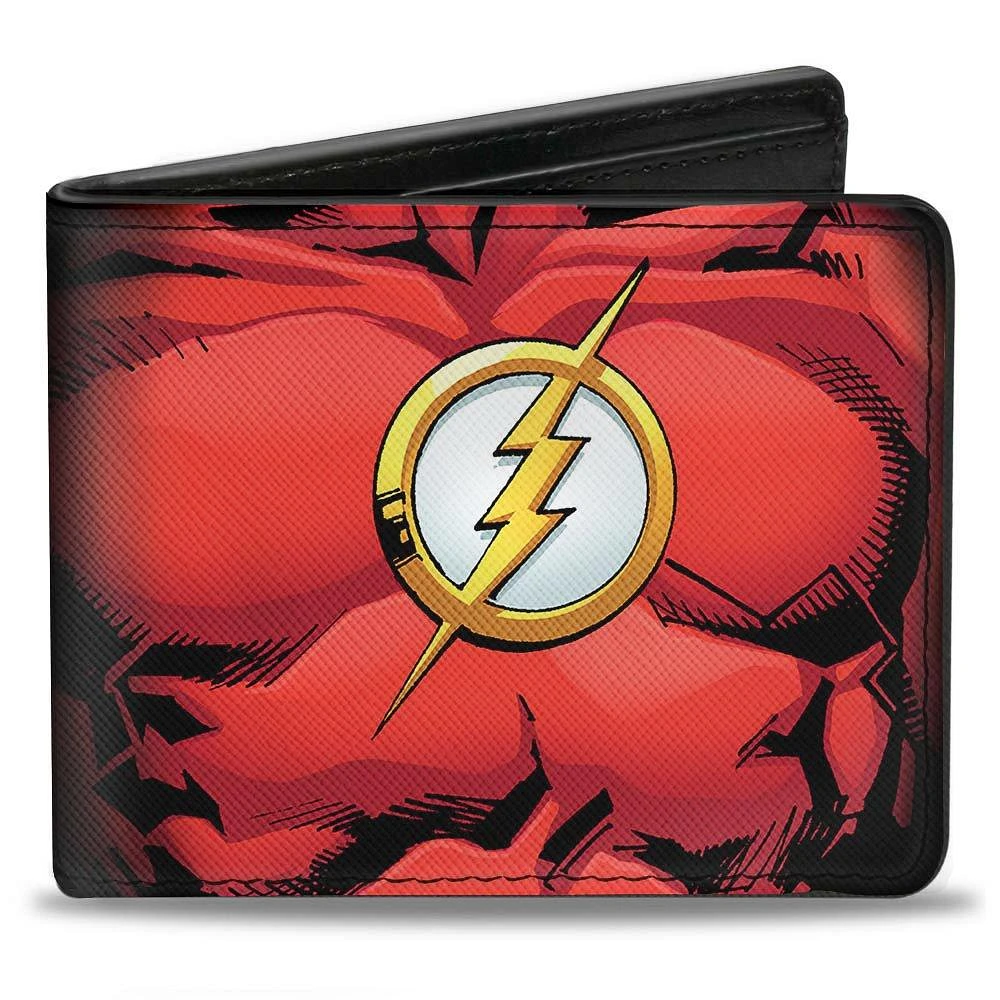 Buckle-Down DC Comics Flash Chest Logo Vegan Leather Bifold Wallet ...