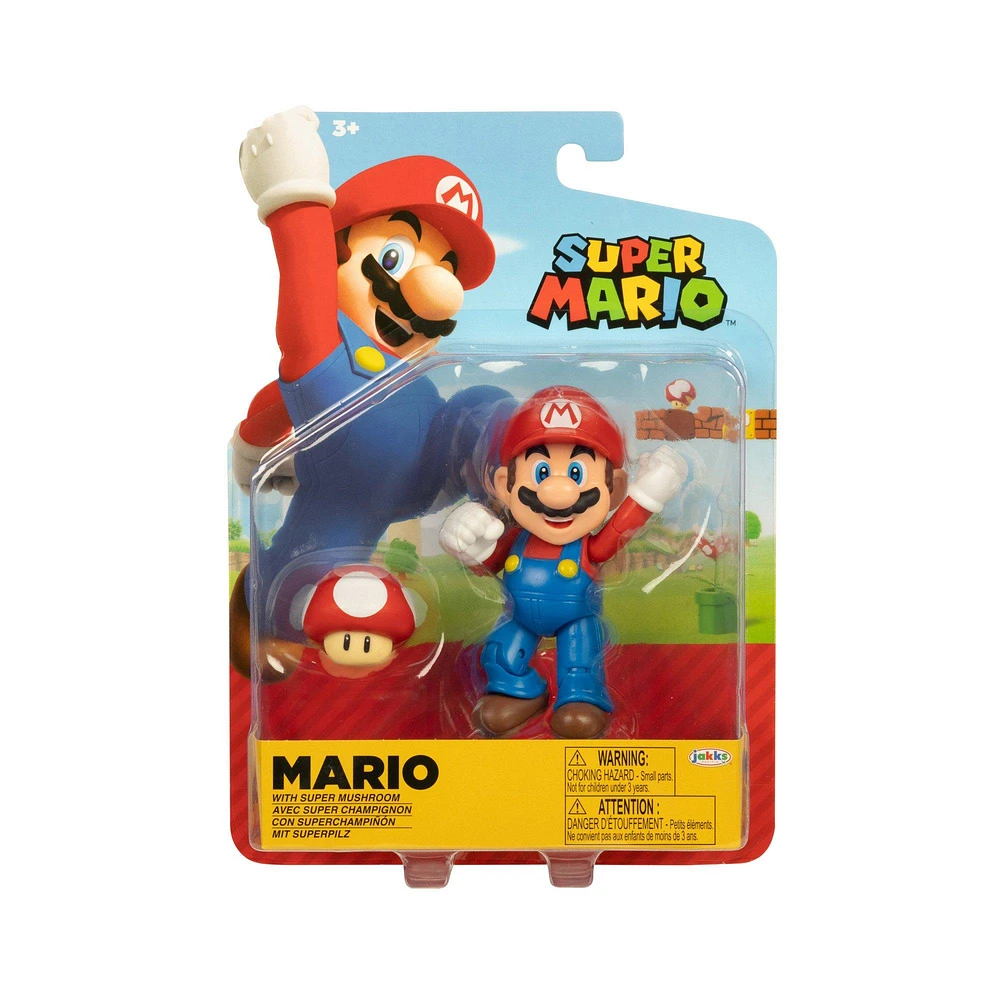 Jakks Pacific Super Mario with Power Up Mushroom 4-in Figure | Hamilton ...