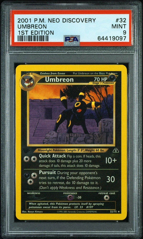 GameStop 2001 Pokemon Neo Discovery 32 Umbreon 1st Edition GameStop 2001 Pokemon Neo Discovery 32 Umbreon 1st Edition