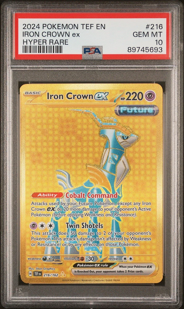 GameStop 2024 Pokemon Tef En-temporal Forces 216 Iron Crown Ex Hyper Rare PSA | Hamilton Place