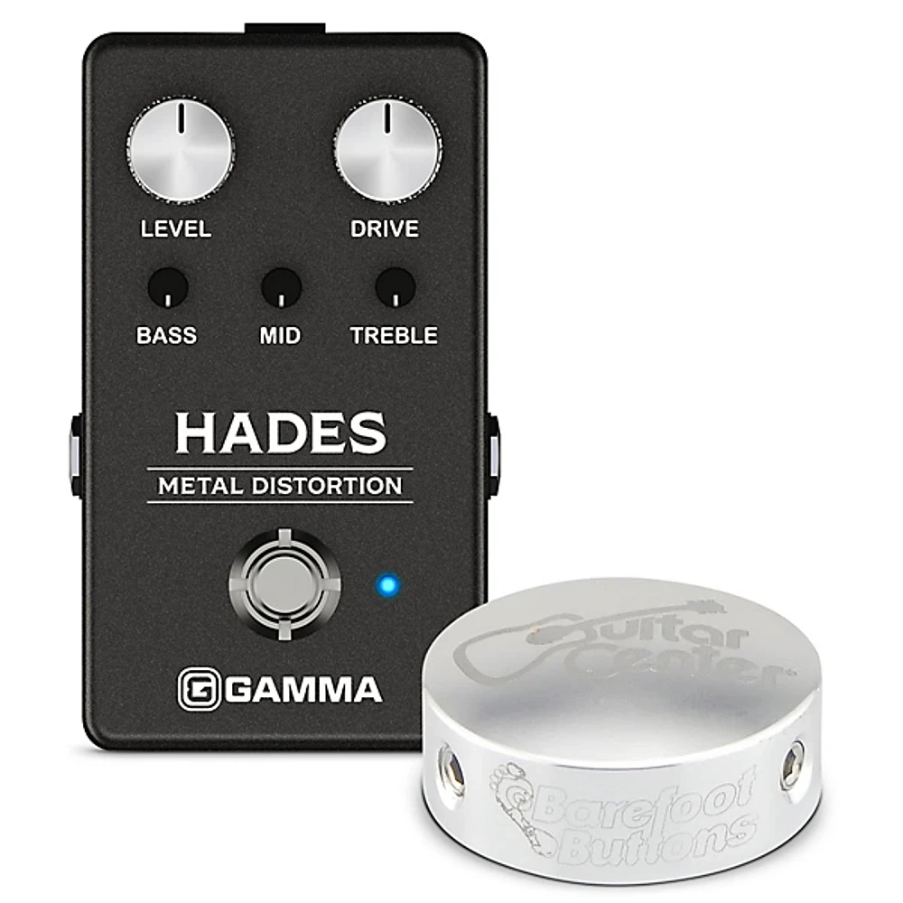 GAMMA HADES Metal Distortion Effects Pedal with Barefoot Button Guitar Center Footswitch Cap ...