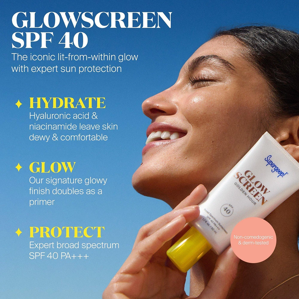 Supergoop! Mini Glowscreen SPF 40 Sunscreen with Hyaluronic Acid ...