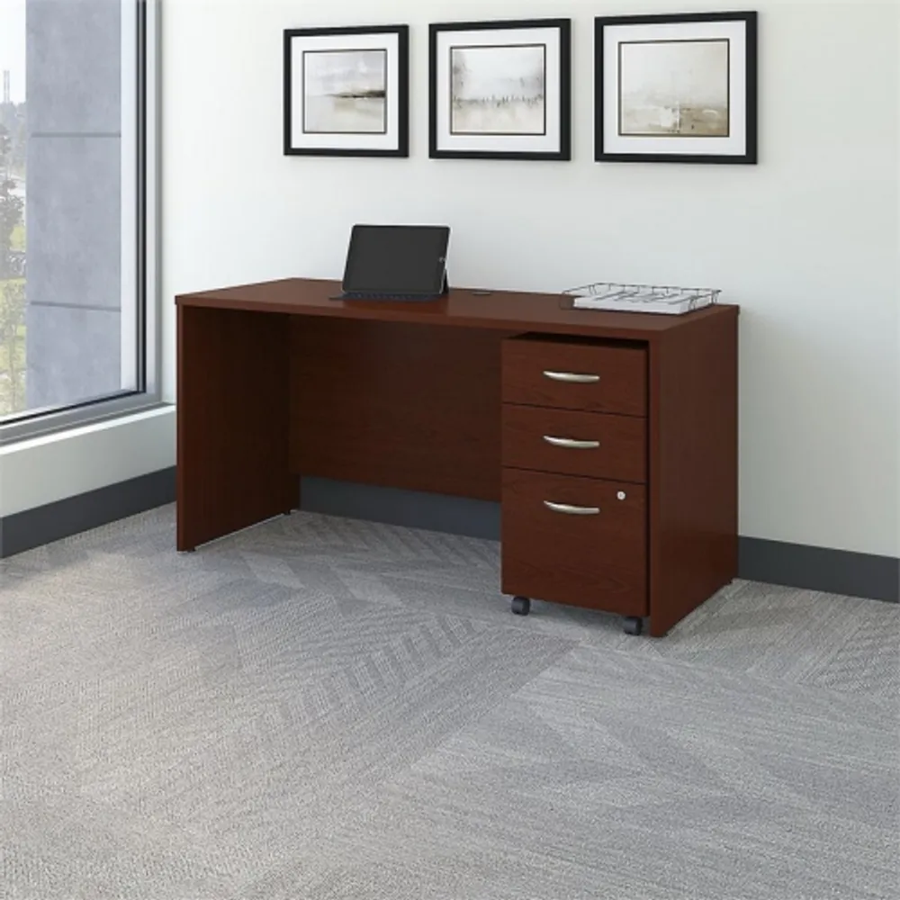 BBF Series C 60W x 24D Office Desk with Drawers in Mahogany ...
