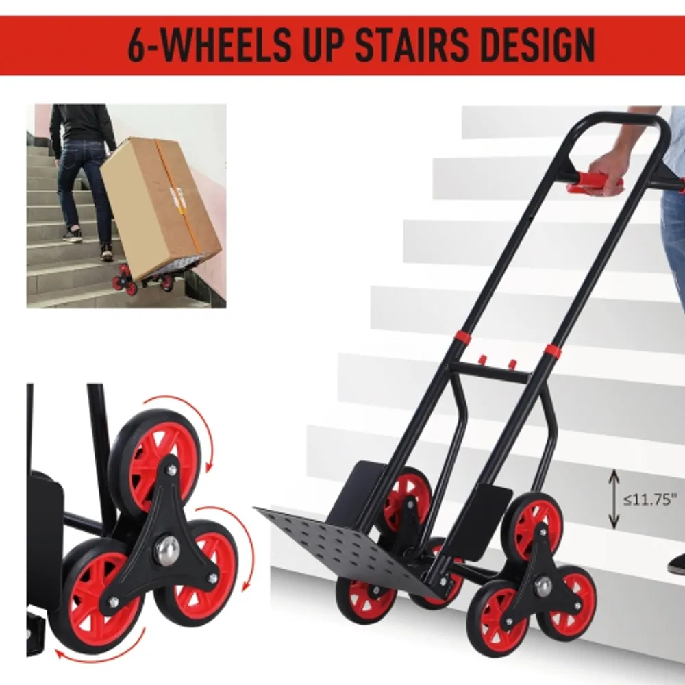 DURHAND 6-Wheels Stair Climber Trolley Cart Hand Truck and Dolly ...