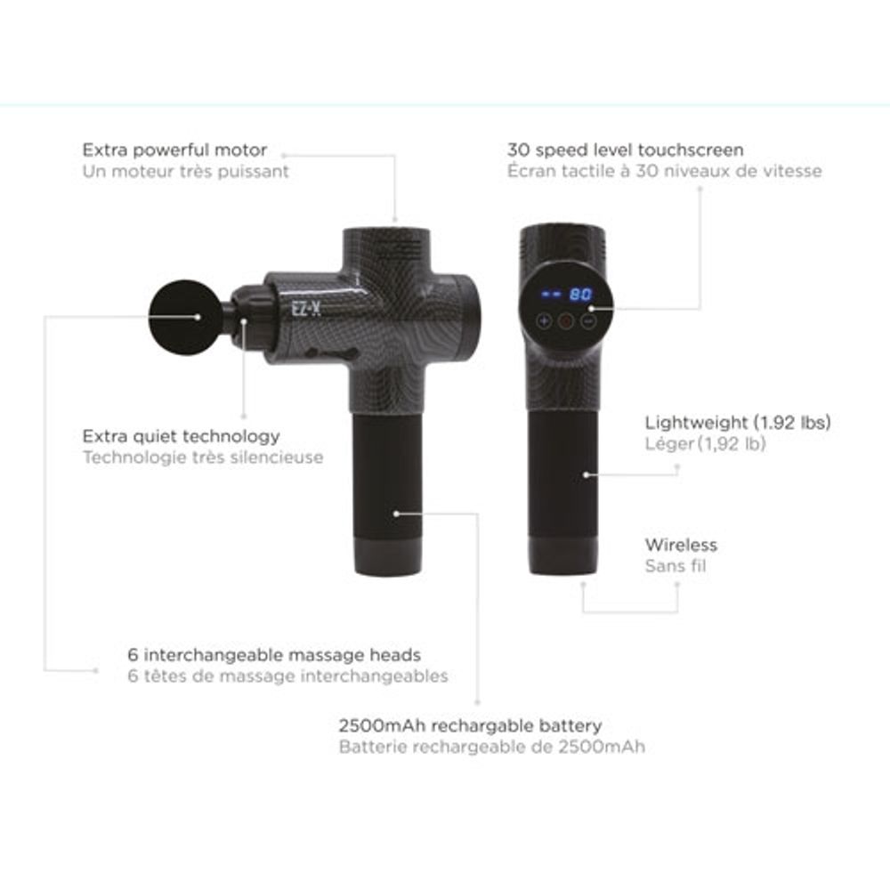 EZ-X Premium Handheld Percussive Massage Device (WT-259) - Carbon Fibre ...
