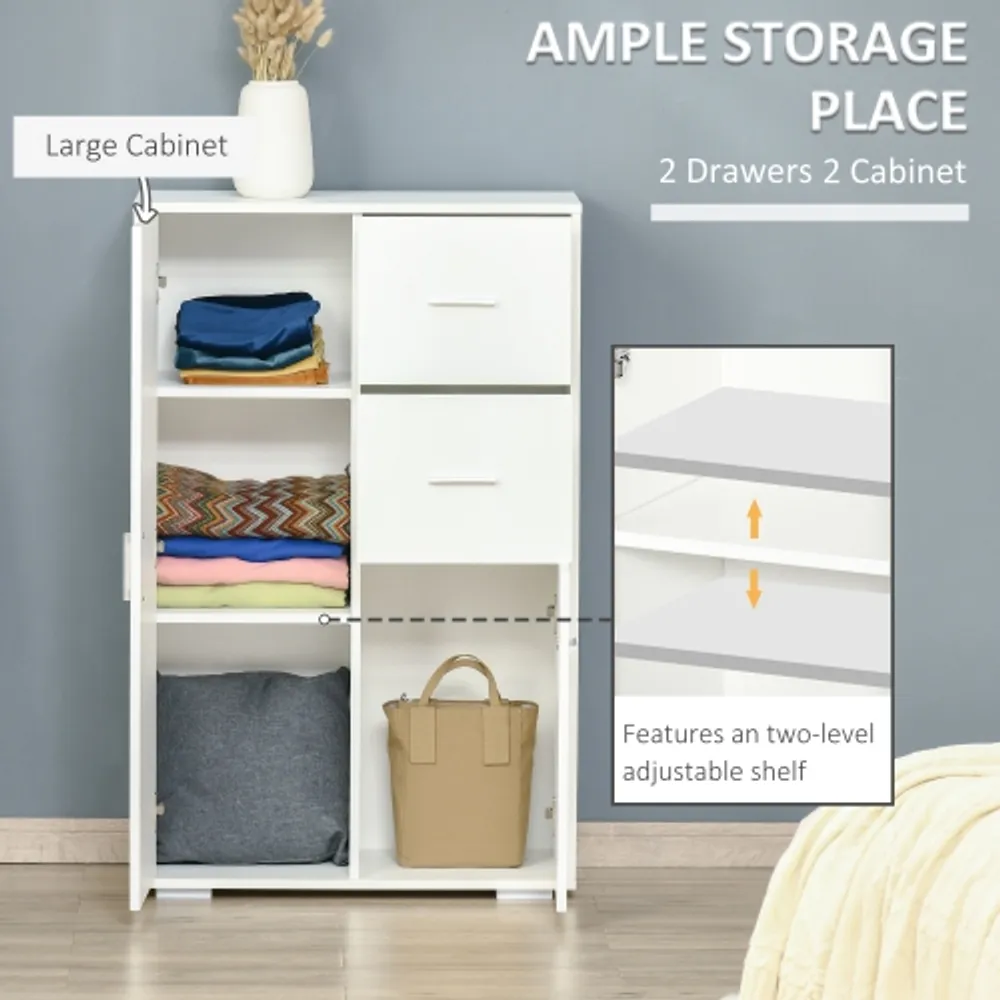 HOMCOM Storage Cabinet with 2 Drawers & 2 Cabinet Free Standing ...