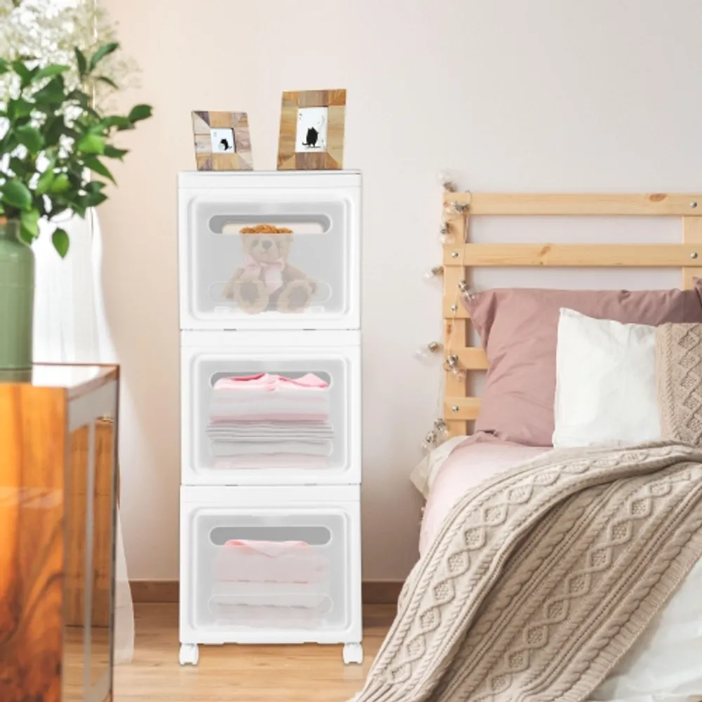 SORTWISE 3 Tier Stackable Plastic Storage Bins with Front-Open Lids ...