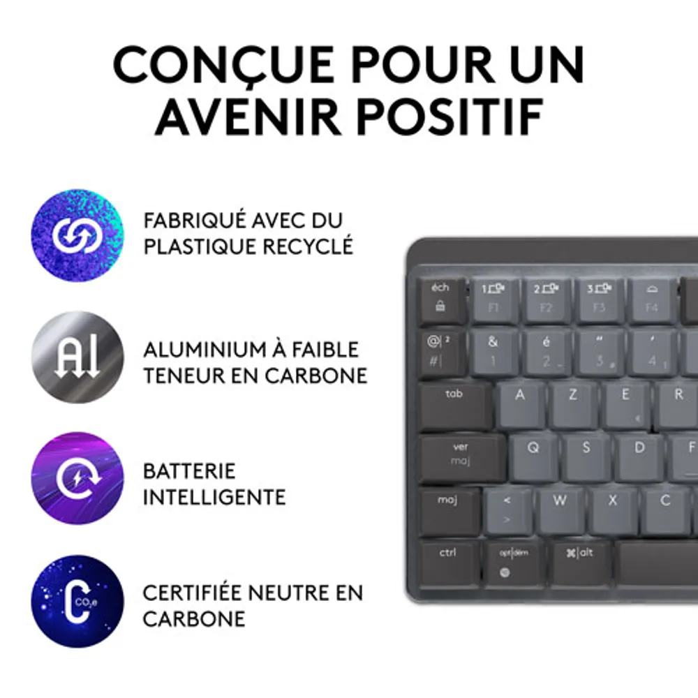 Logitech MX Mechanical Mini Wireless Compact Backlit Linear Keyboard ...