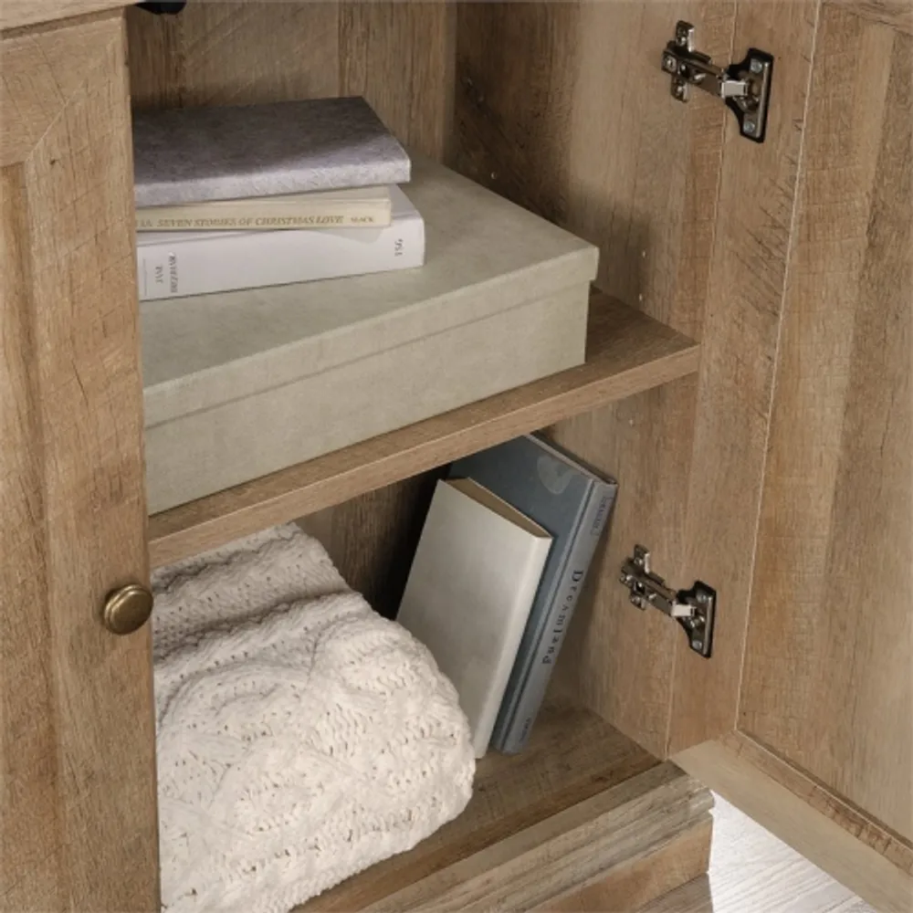 Sauder Misc Storage 3-Shelf 2-Door Tall Wood Bookcase in Lintel Oak ...