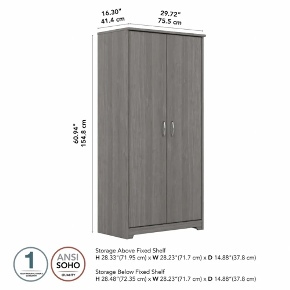 BUSH Cabot Tall Kitchen Pantry Cabinet with Doors in Modern Gray ...