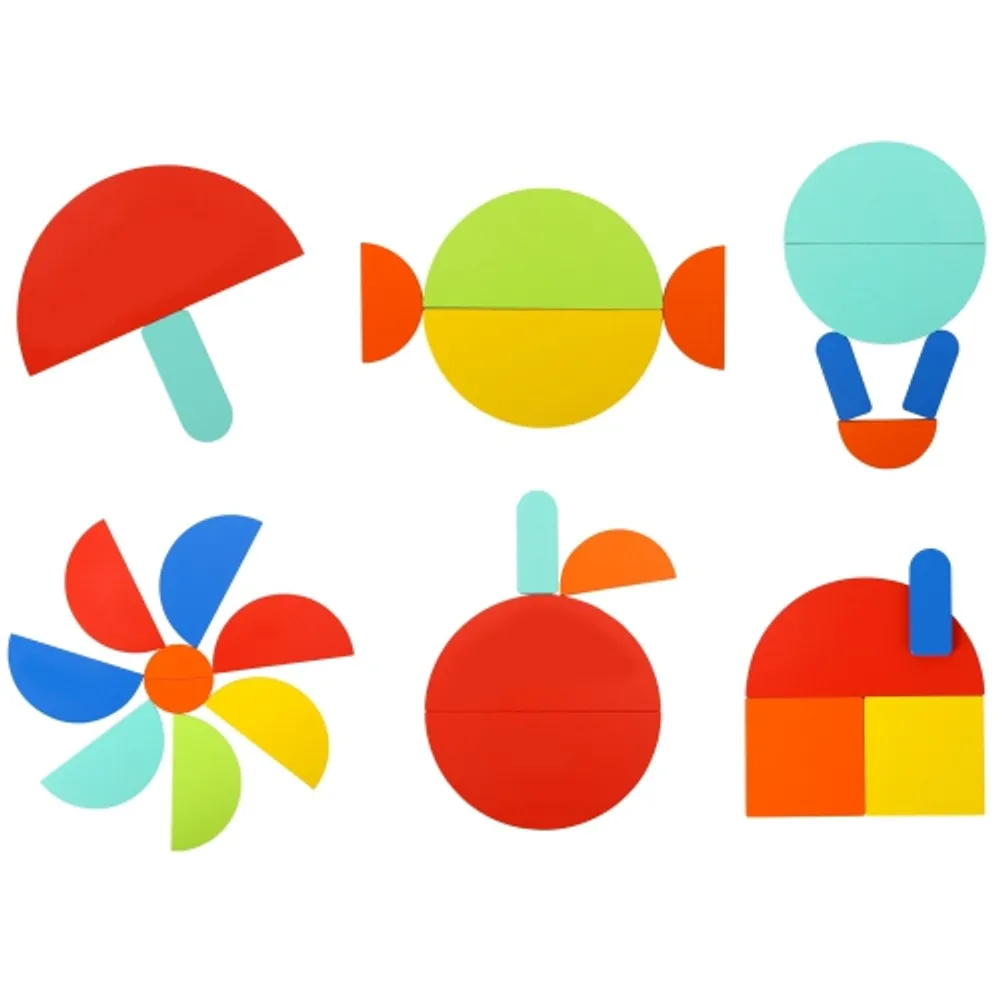 TOOKYLAND Wooden Geometric Shapes Puzzle - 55pcs - Pattern Cards ...