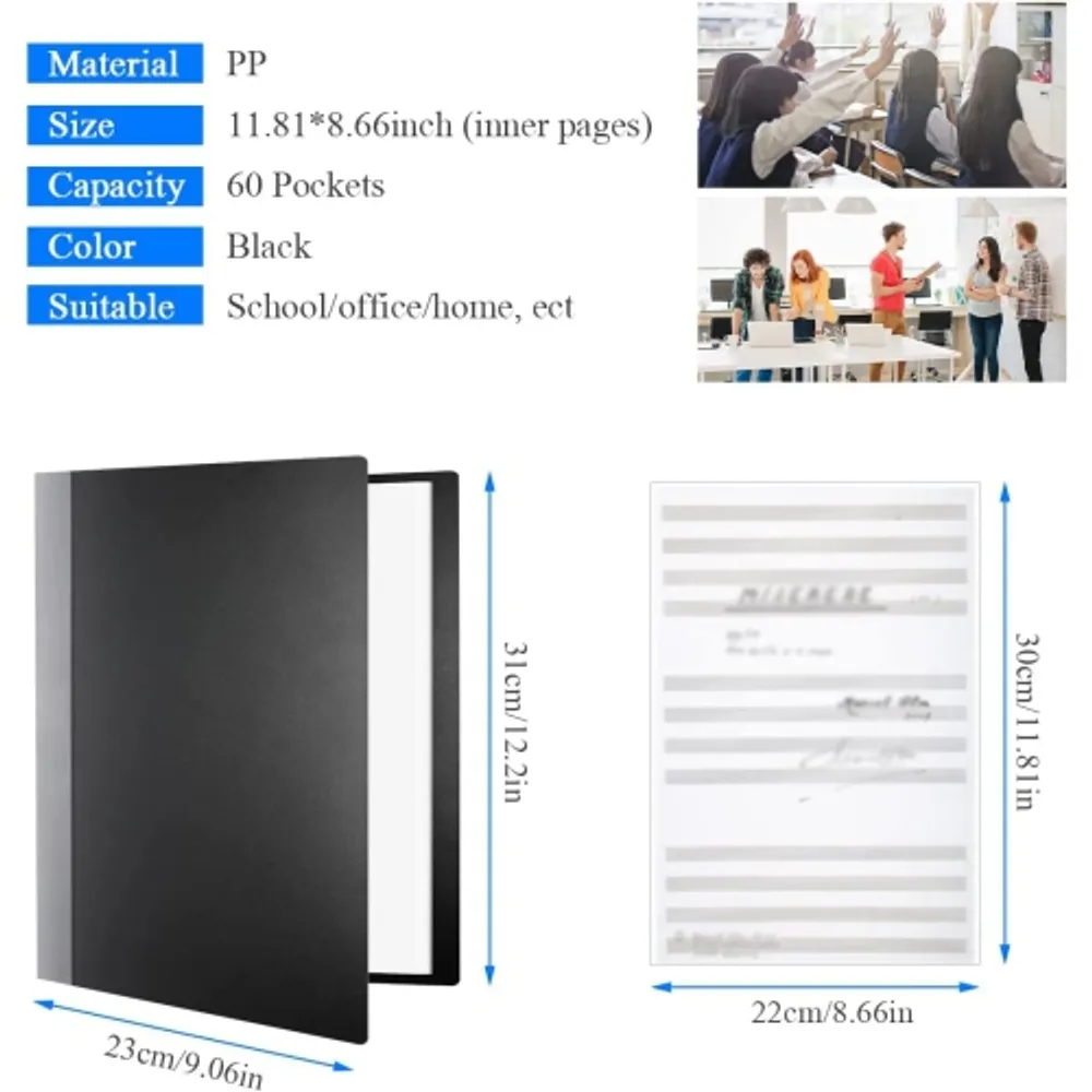 GENERIC 60 Pocket Presentation Book with Clear Sheet Protectors, A4 ...