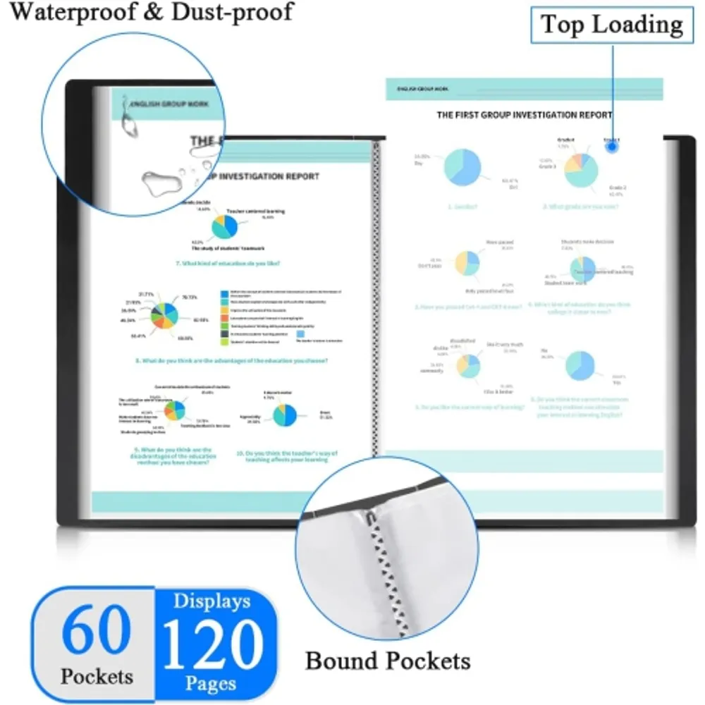 GENERIC 60 Pocket Presentation Book with Clear Sheet Protectors, A4 ...