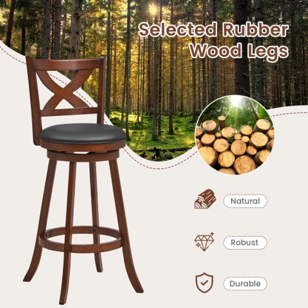 Gymax Swivel Bar Stools Set of 4 30 Inch Bar Height Chairs w/ High ...