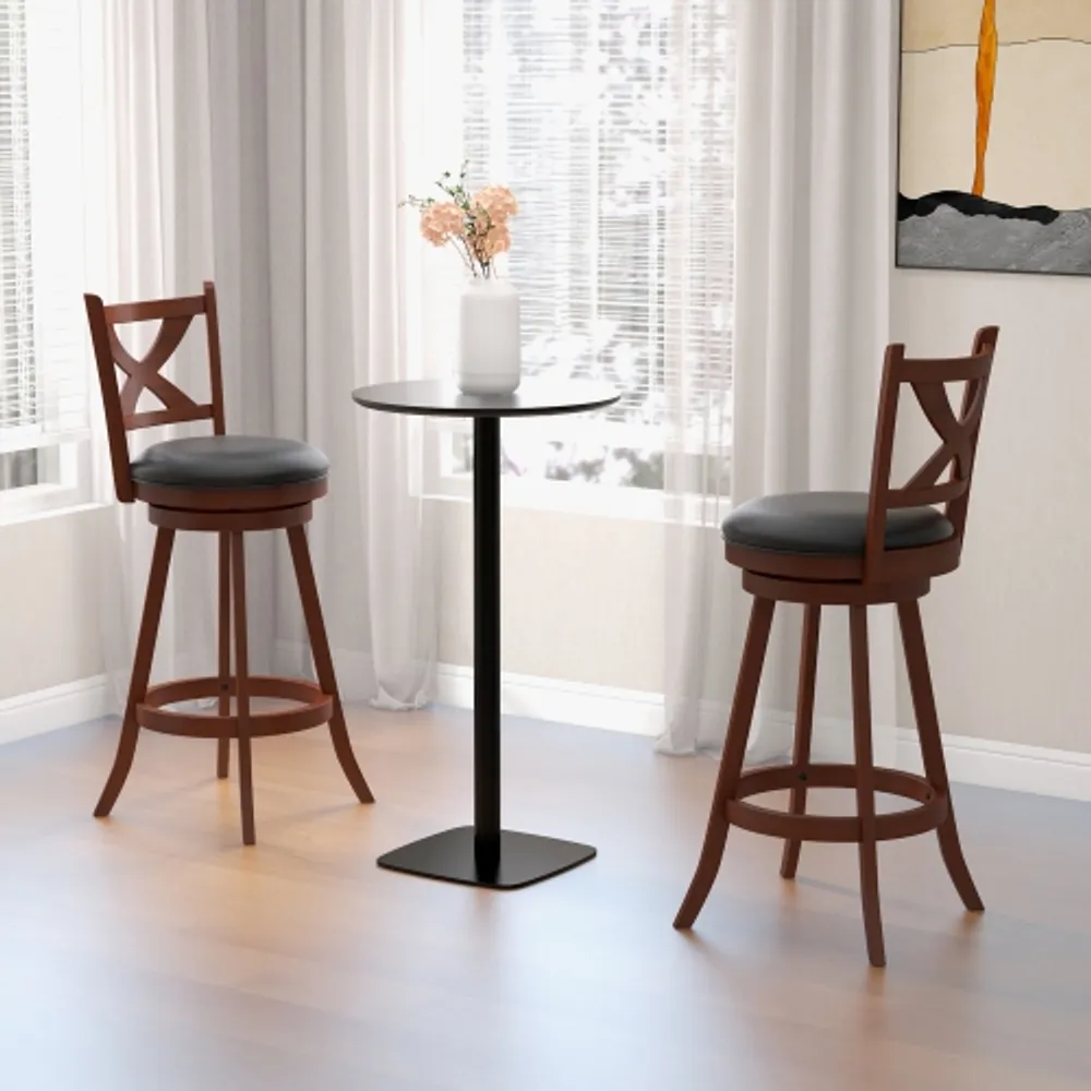Gymax Swivel Bar Stools Set of 4 30 Inch Bar Height Chairs w/ High ...