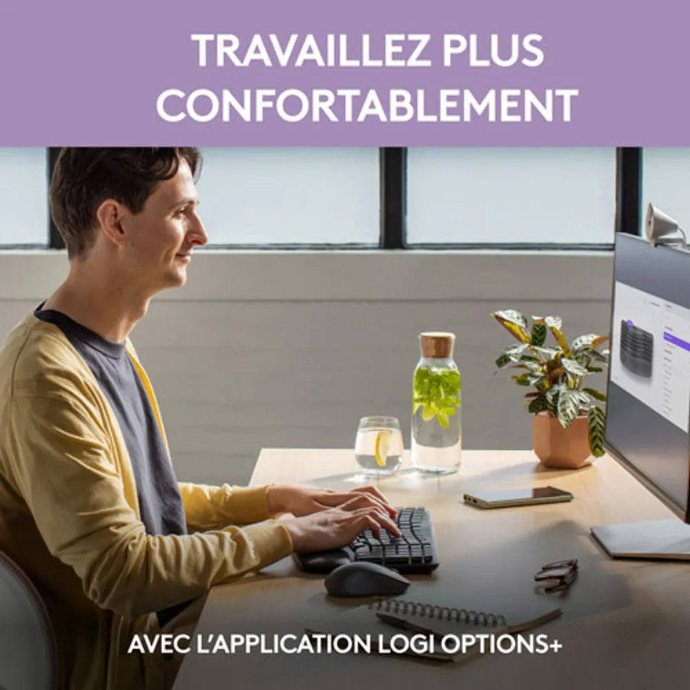 Logitech Wave Keys Mk670 Wireless Optical Ergonomic Keyboard And Mouse Combo Graphite French