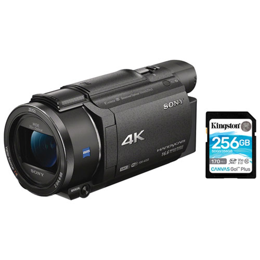 Best Buy Sony FDR-AX53 4K Handycam Flash Memory Camcorder with 256GB ...