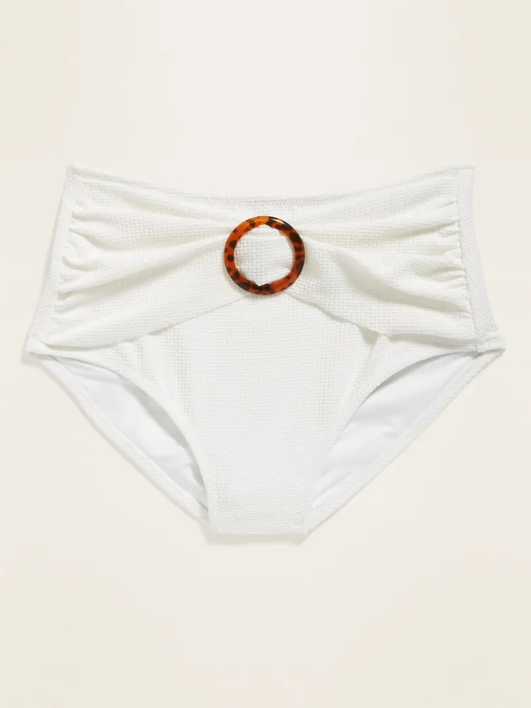 Old Navy High-Waisted Textured-Pique Belted Swim Bottoms for Women ...