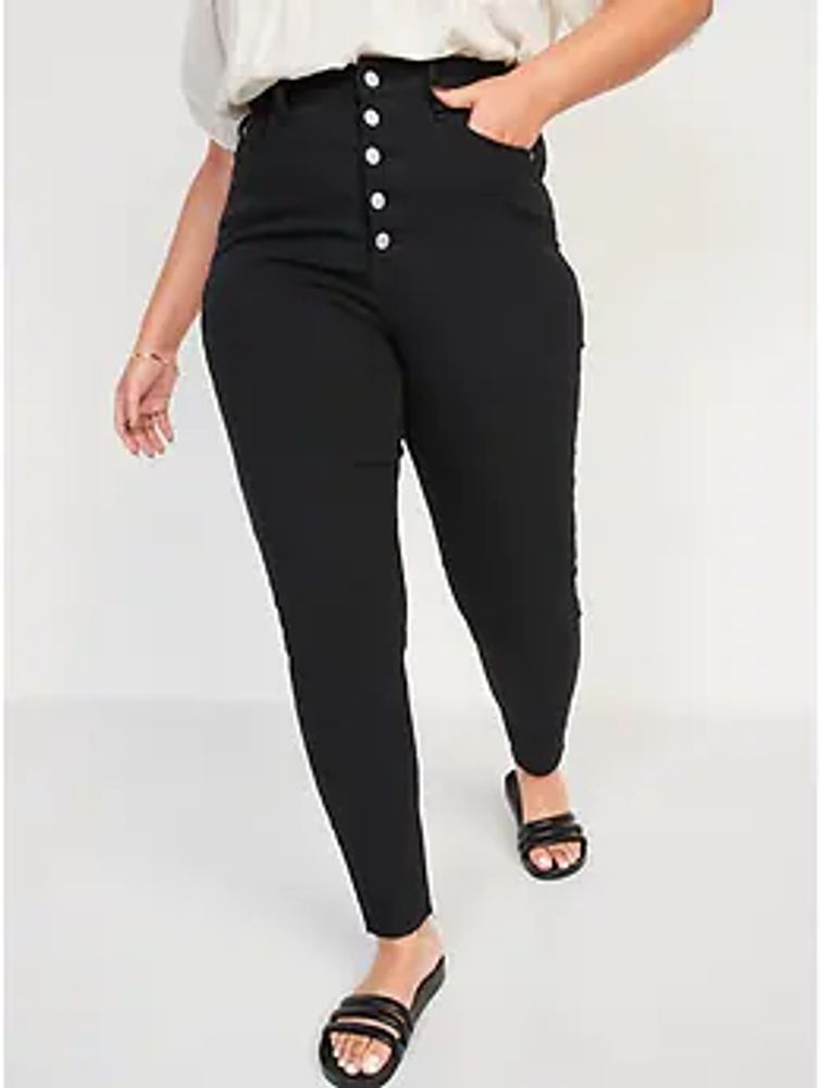 Old Navy Higher High-Waisted Button-Fly Rockstar 360 Stretch Super-Skinny Cut-Off Jeans for ...