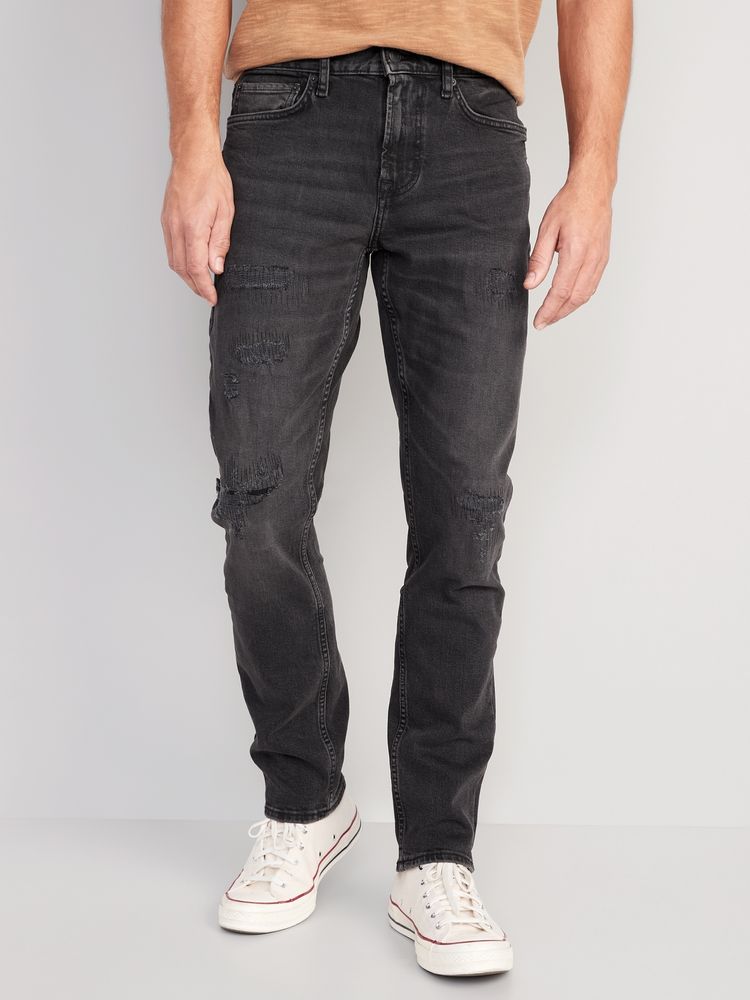 Old Navy Slim Built-In Flex Ripped Black Jeans for Men | Plaza Las Americas