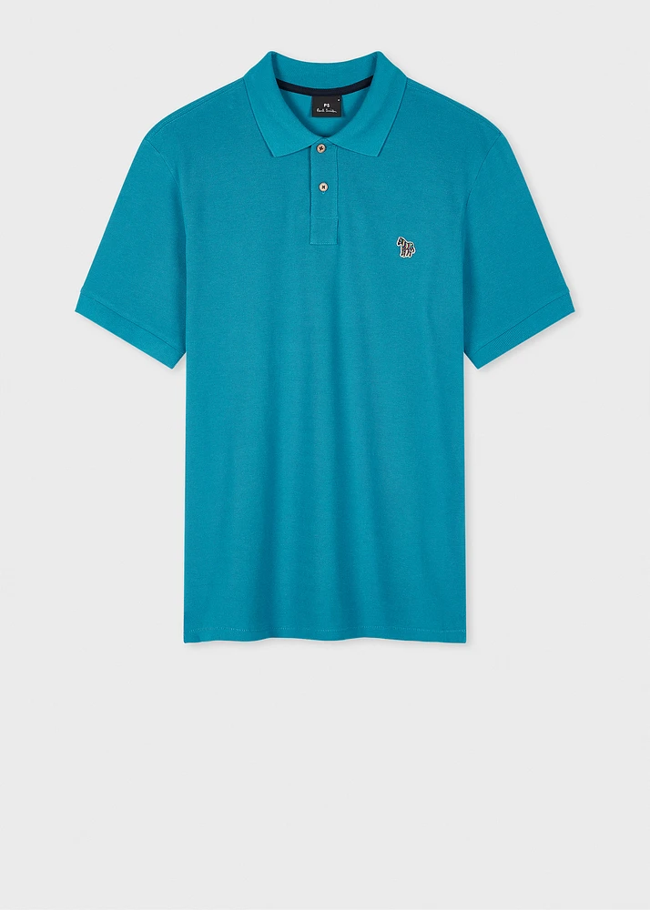 PS Paul Smith Teal Blue Organic Cotton Zebra Polo Shirt | King's Cross