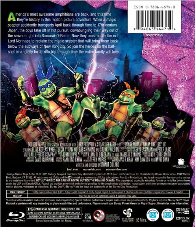 Teenage Mutant Ninja Turtles 3 Dvd Cover